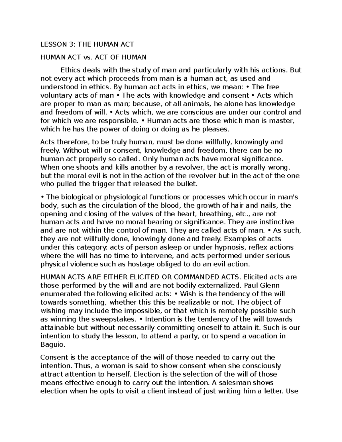 Lesson 3 - it is a reviewer and might be useful - LESSON 3: THE HUMAN ...