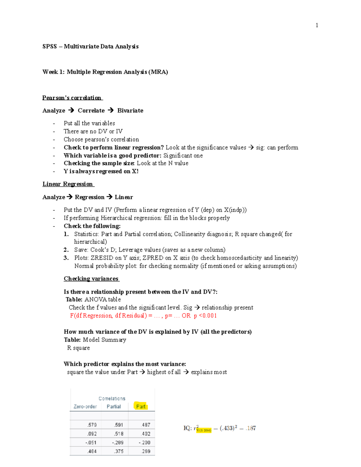SPSS Summary - SPSS – Multivariate Data Analysis Week 1: Multiple ... SPSS Summary - SPSS – Multivariate Data Analysis Week 1: Multiple ...