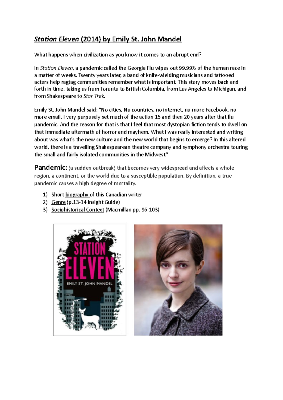 Initial running sheet on Station Eleven 2019 - Station Eleven (2014) by ...