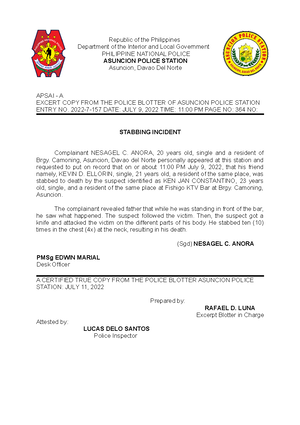 Affidavit of confirmation pnp - REPUBLIC OF THE PHILIPPINES