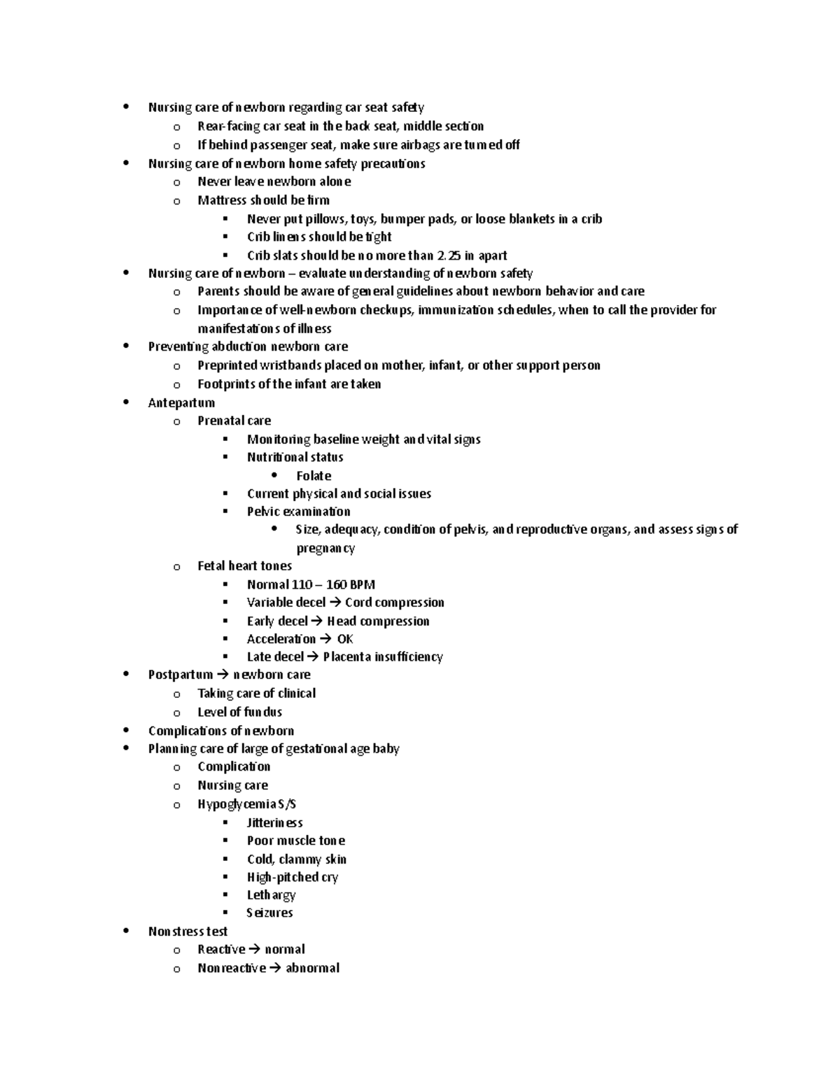 CMS OB - Maternal Newborn CMS - Nursing care of newborn regarding car ...