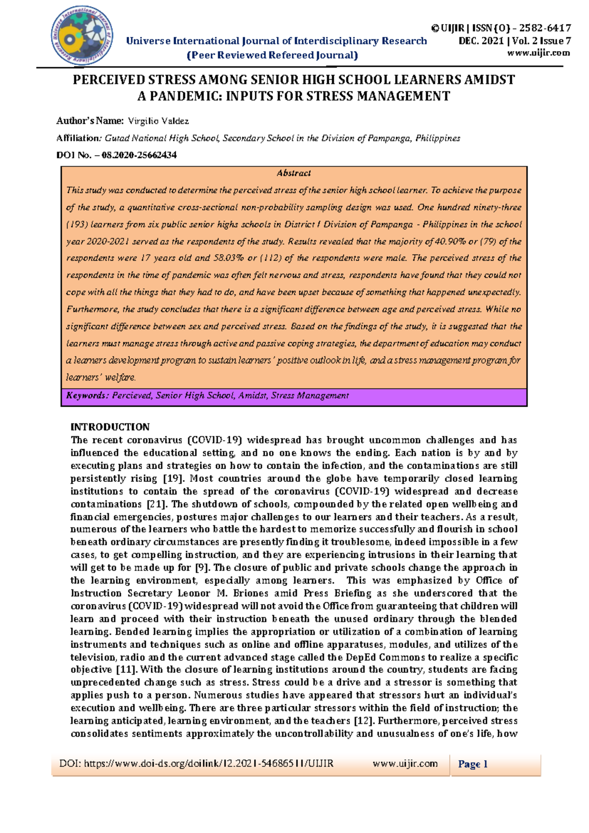 1- Uijir-116 - Might help you - DEC. 2021 | Vol. 2 Issue 7 uijir ...