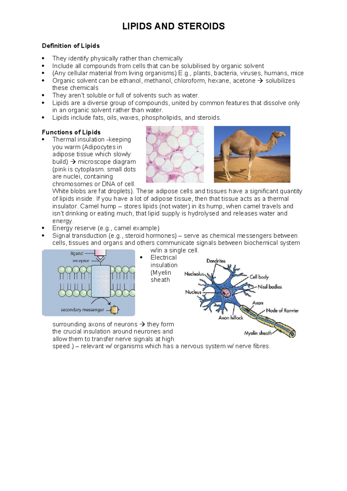 Lipids and Steroids - Definition of Lipids They identify physically ...