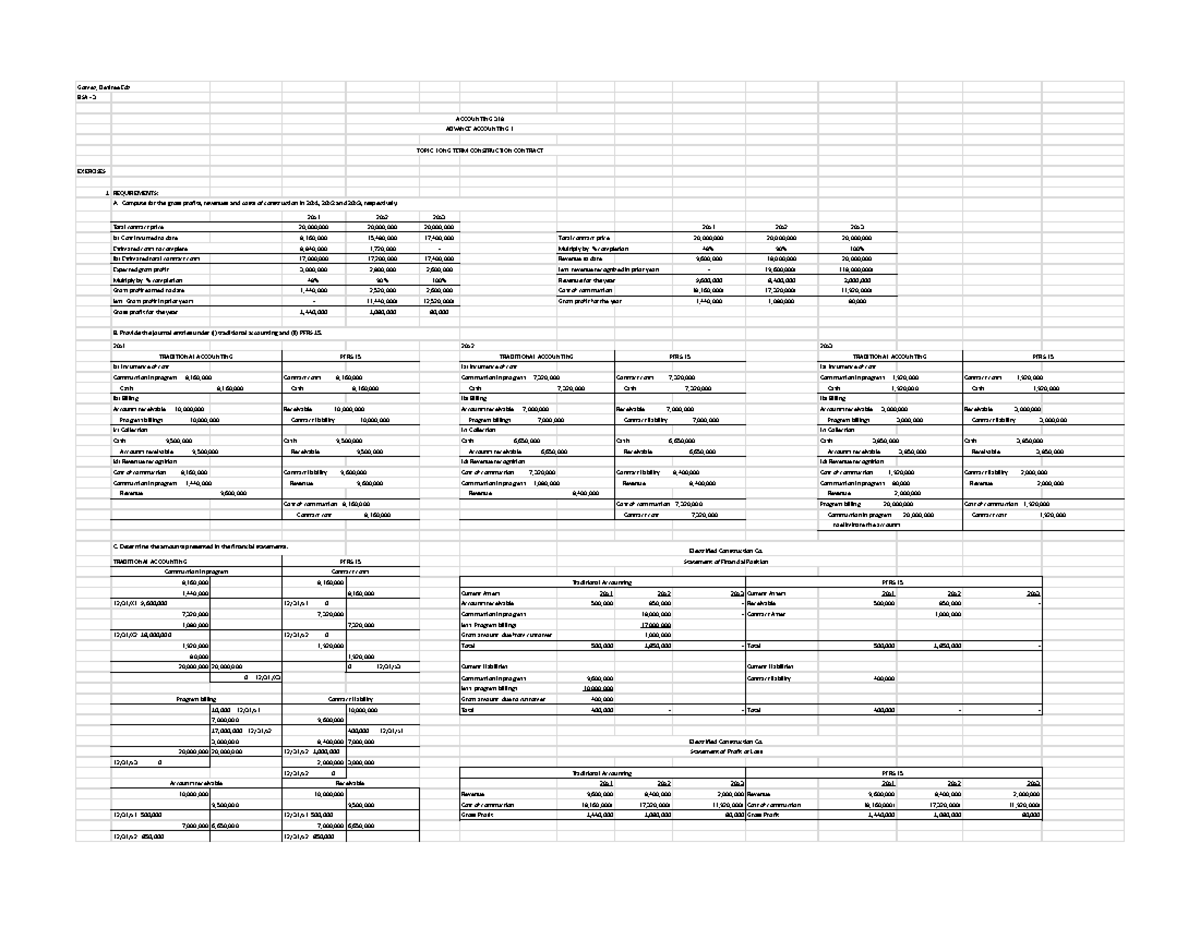 Assignment 2 318 Sheet 1 Long-term contract - Accounting - Studocu