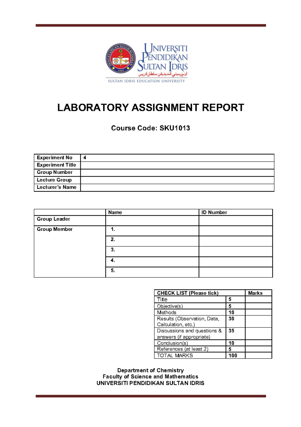 (SKU)EXP 3 (2) - LABORATORY ASSIGNMENT REPORT Course Code: SKU10 13 ...