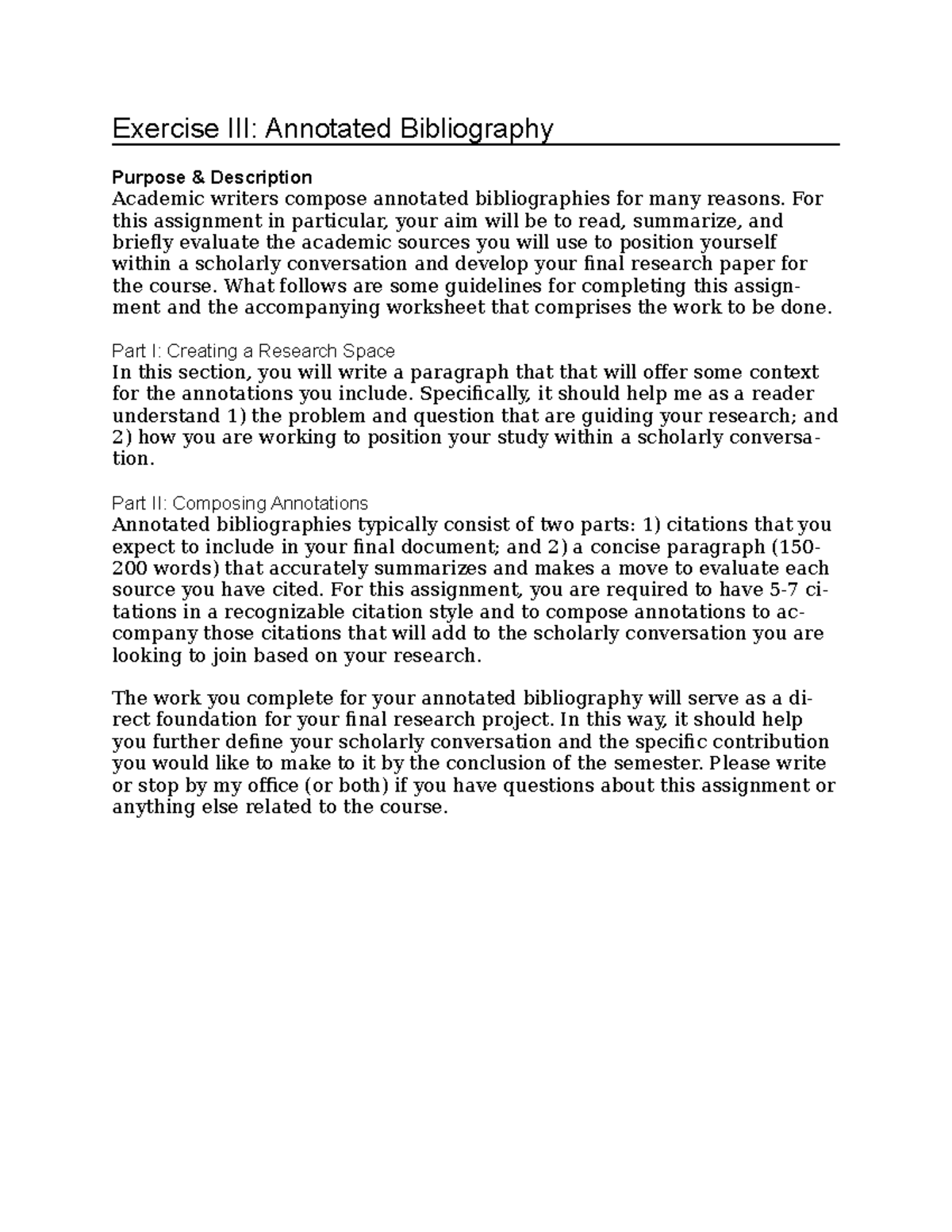 Annotated Bibliography 2020 - Exercise III: Annotated Bibliography ...