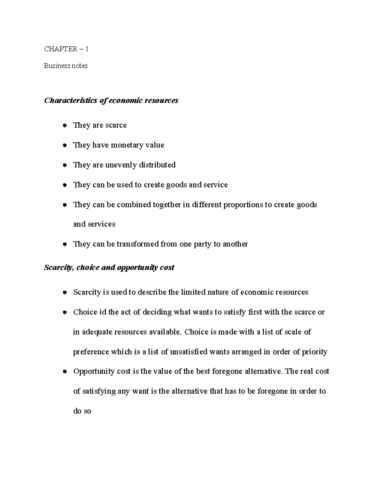 Chapter – 1 business notes ptt. 11 - CHAPTER – 1 Business notes ...