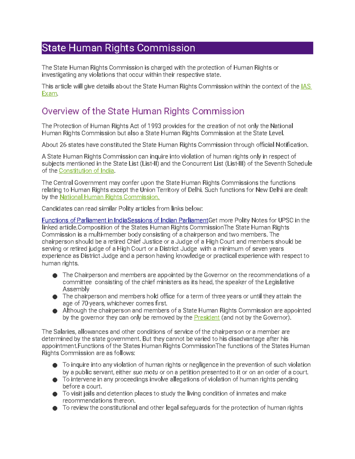 State Human Rights Commission - This article will give details about ...