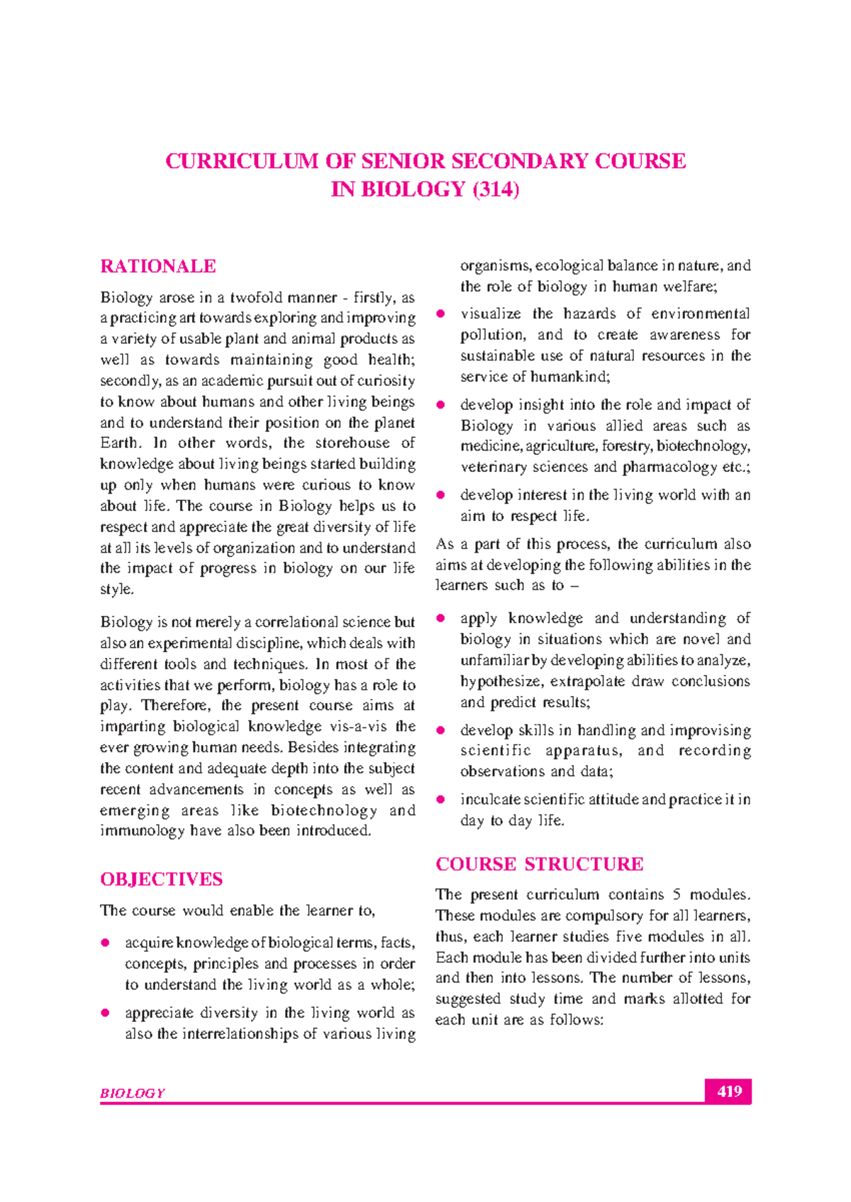 Bio1 - biology text chapter 1 - CURRICULUM OF SENIOR SECONDARY COURSE ...