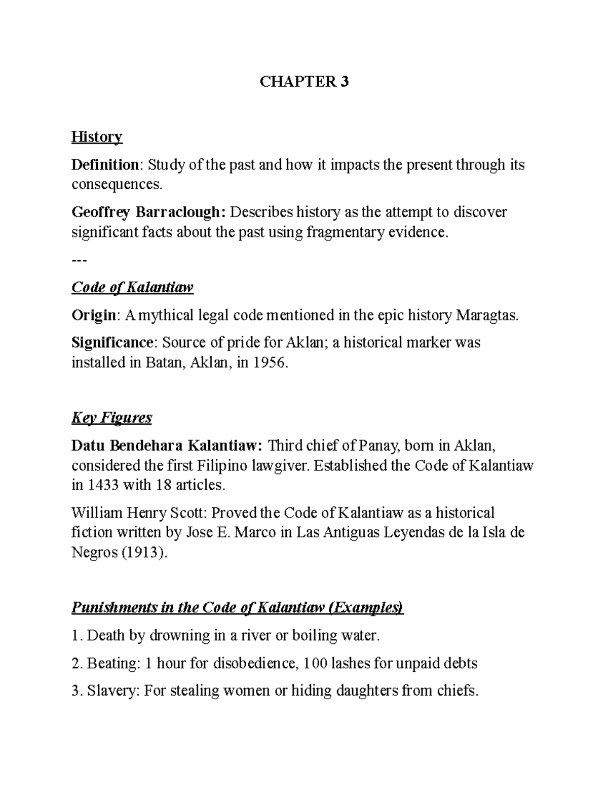 RPH - Duna's reviewer - CHAPTER 3 History Definition: Study of the past ...