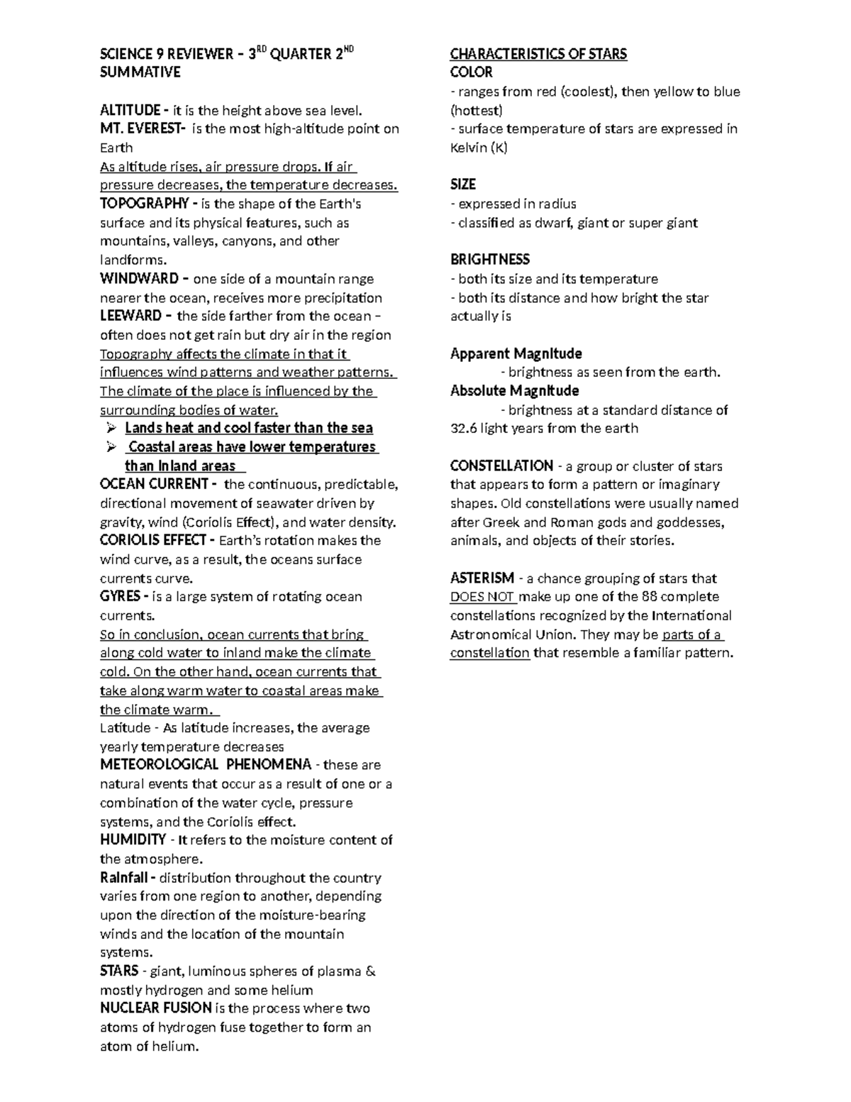 Science 9 3rd Quarter Reviewer - SCIENCE 9 REVIEWER – 3RD QUARTER 2ND ...