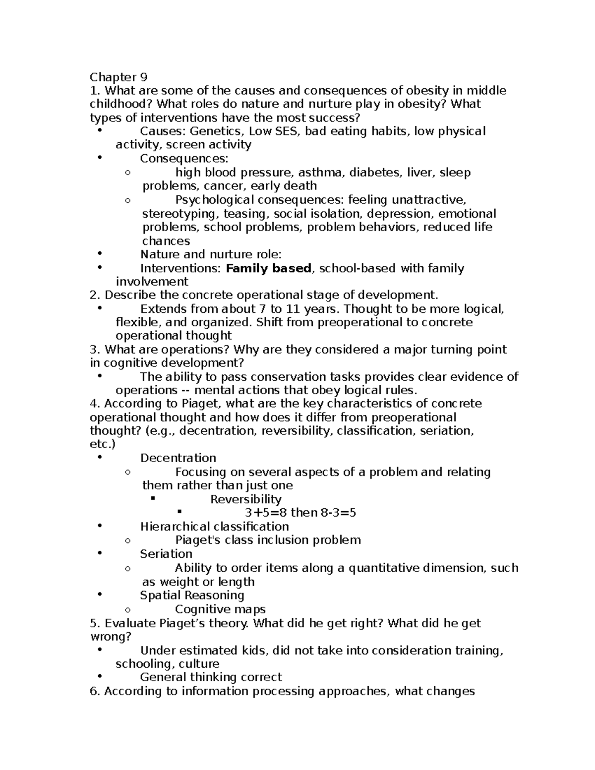 Developmental psych exam 3 Study guide - Chapter 9 1. What are some of ...