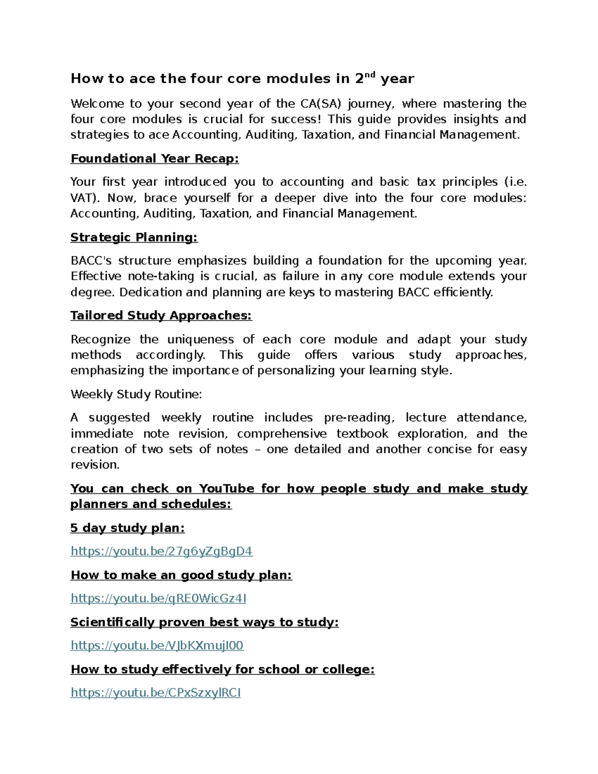 How to Ace 2nd Year BAcc (tips) - How to ace the four core modules in 2 ...