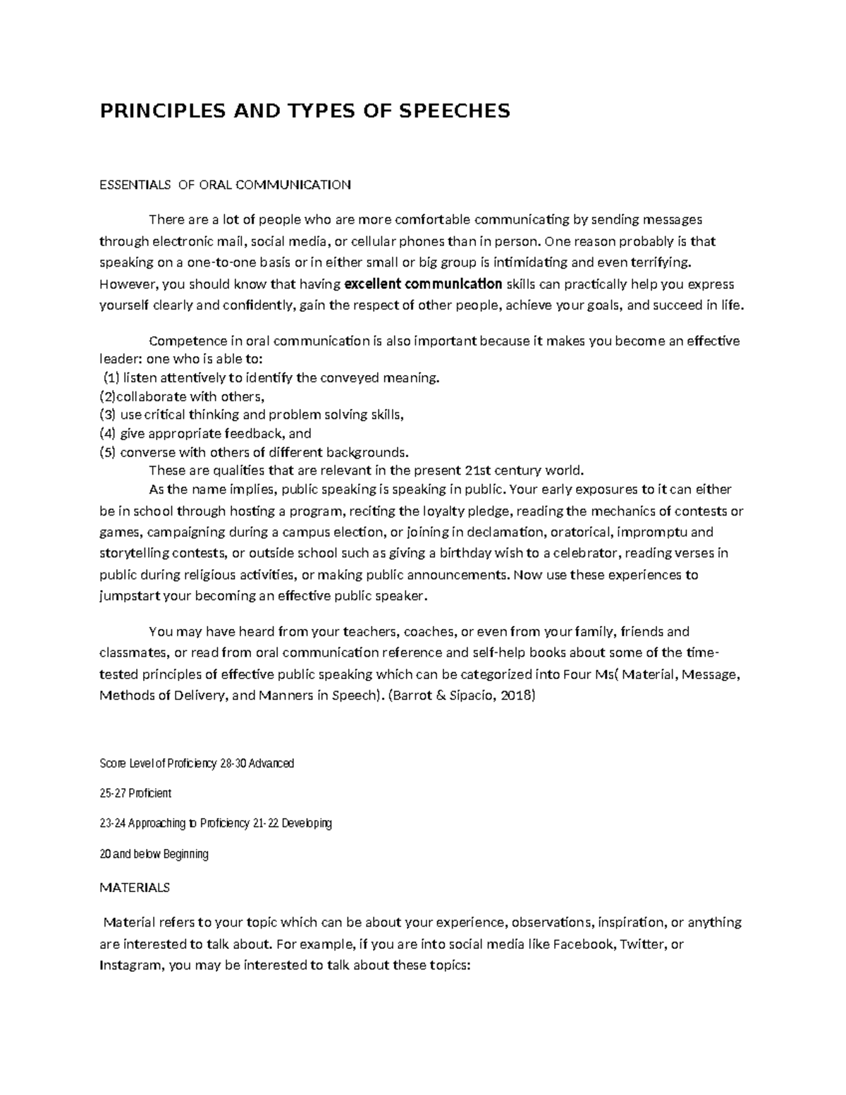 Principles AND Types OF Speeches - PRINCIPLES AND TYPES OF SPEECHES ESSENTIALS OF ORAL ...