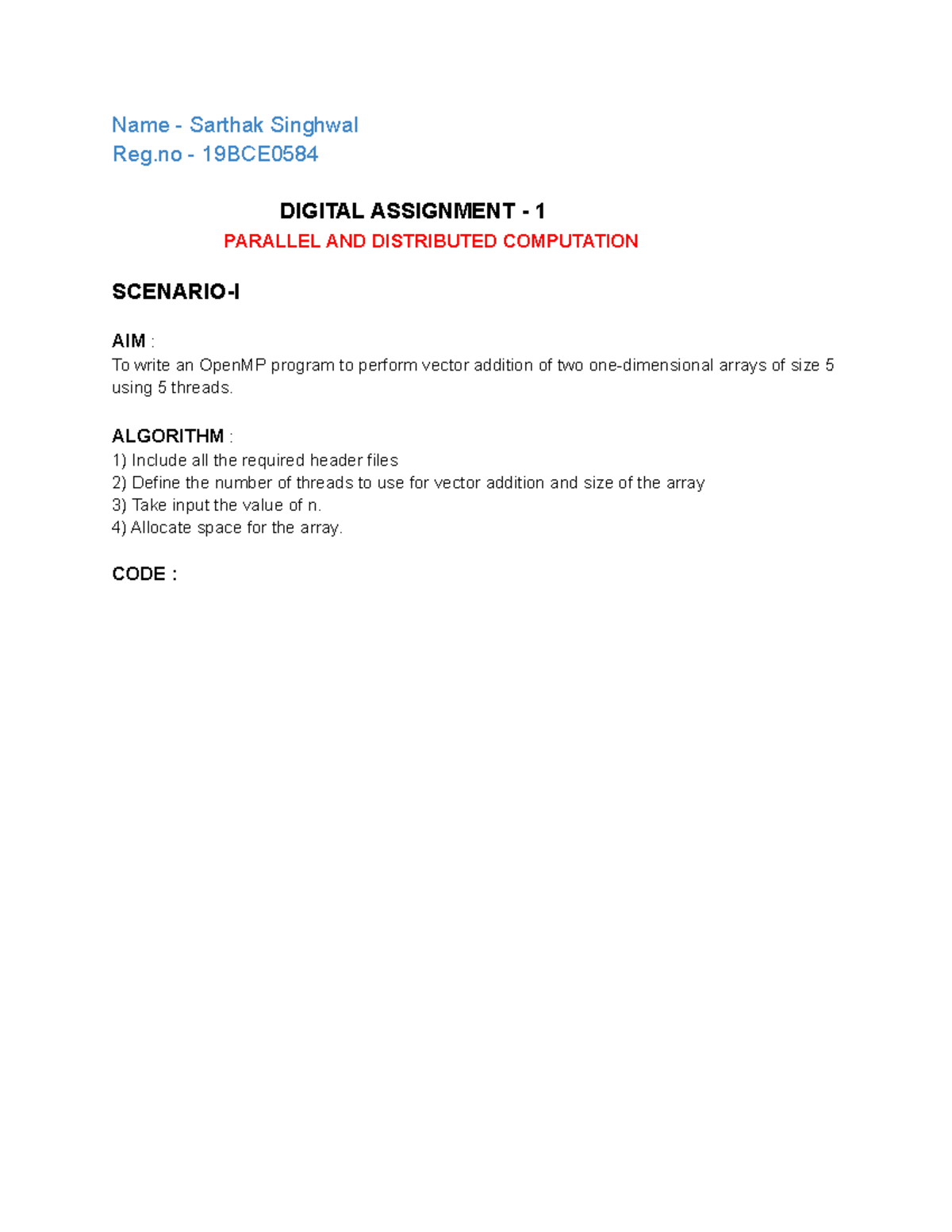 PDC - The assigment consists of openMP programming . - Name - Sarthak ...