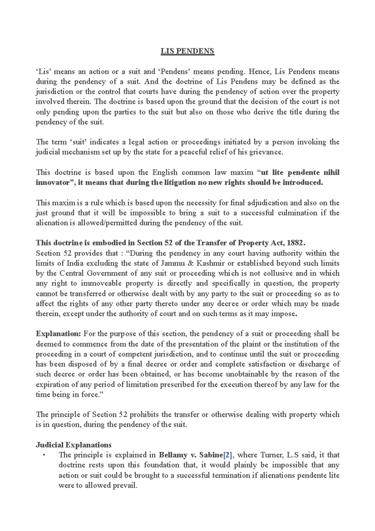 Lis Pendens - LIS PENDENS ‘Lis’ means an action or a suit and ‘Pendens ...