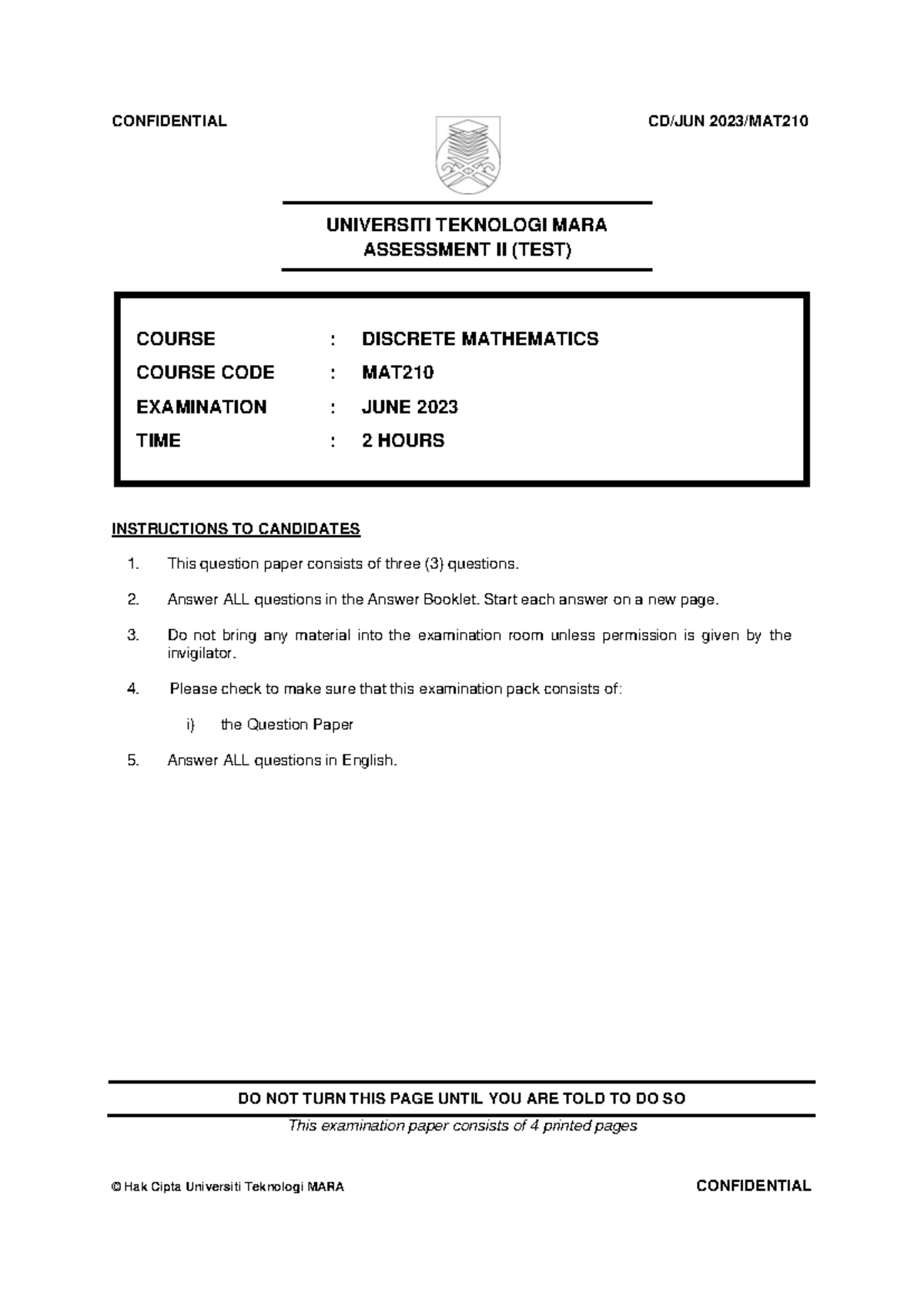 (sample) MAT210 Test jun2023-30may2023 - UNIVERSITI TEKNOLOGI MARA ...