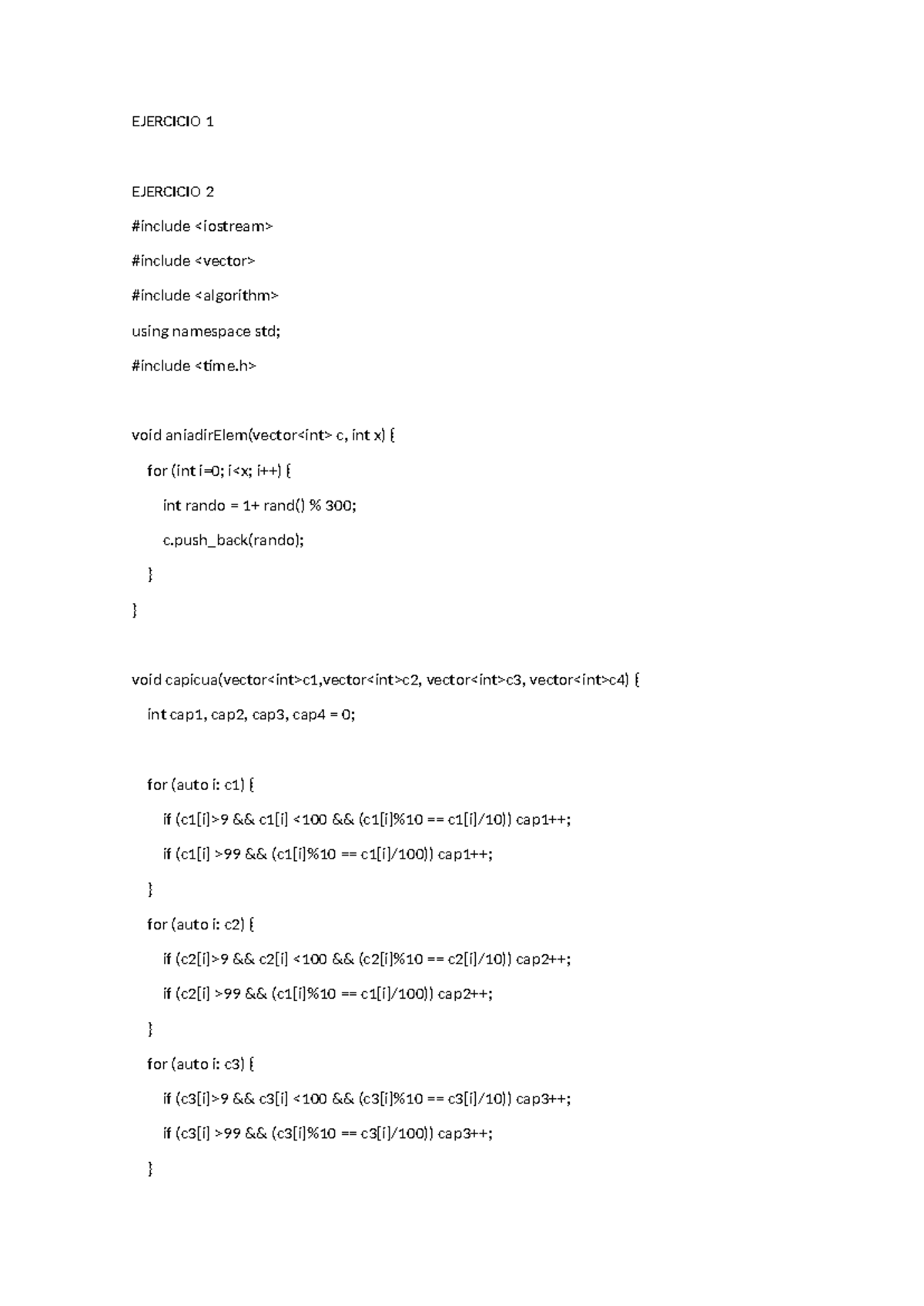 TA1 - TA1 DE PROGRAMACIÓN - EJERCICIO 1 EJERCICIO 2 #include #include - Studocu
