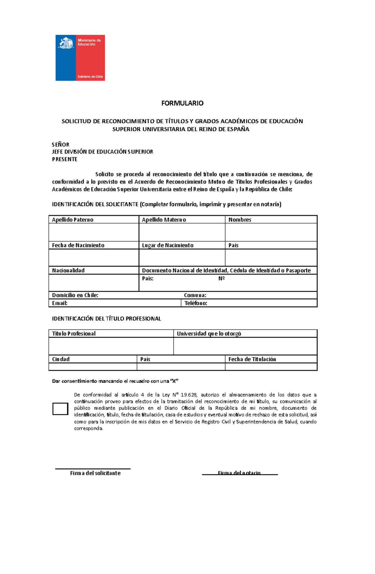 España Formulario-Actualizado 20 - FORMULARIO SOLICITUD DE ...