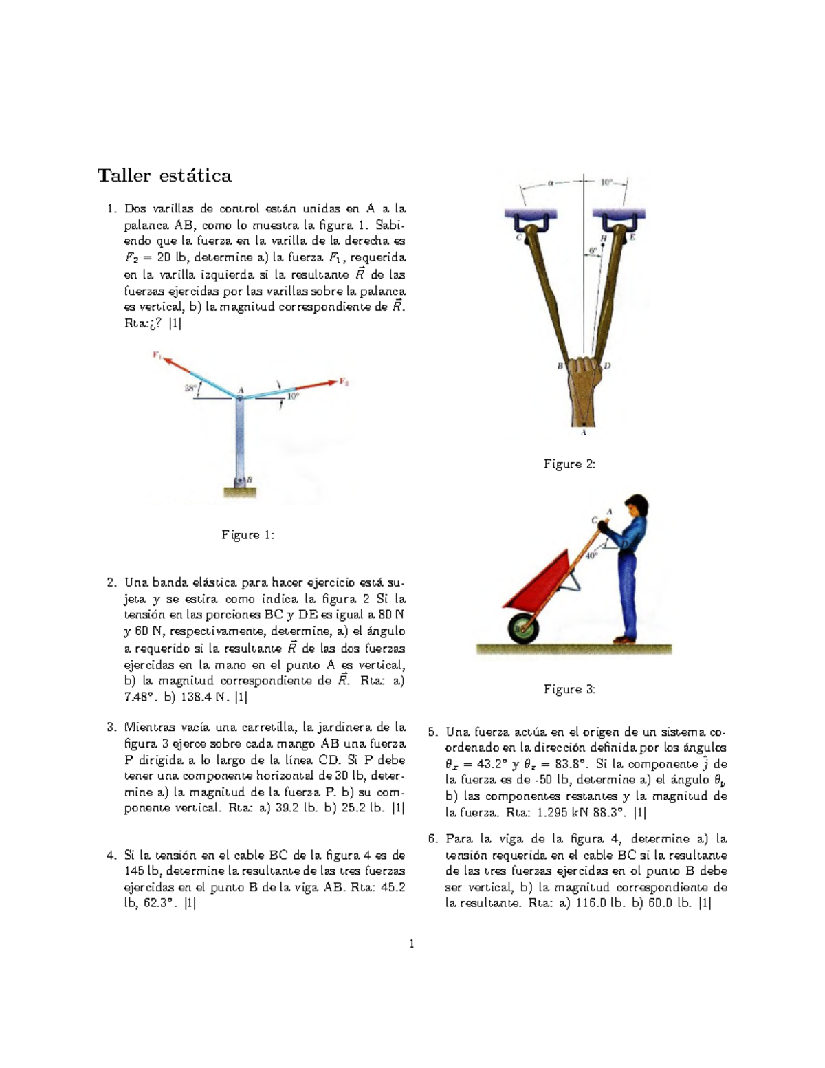 Fuerzas 2d 3d estatica-1 - Taller est ́atica Dos varillas de control ...