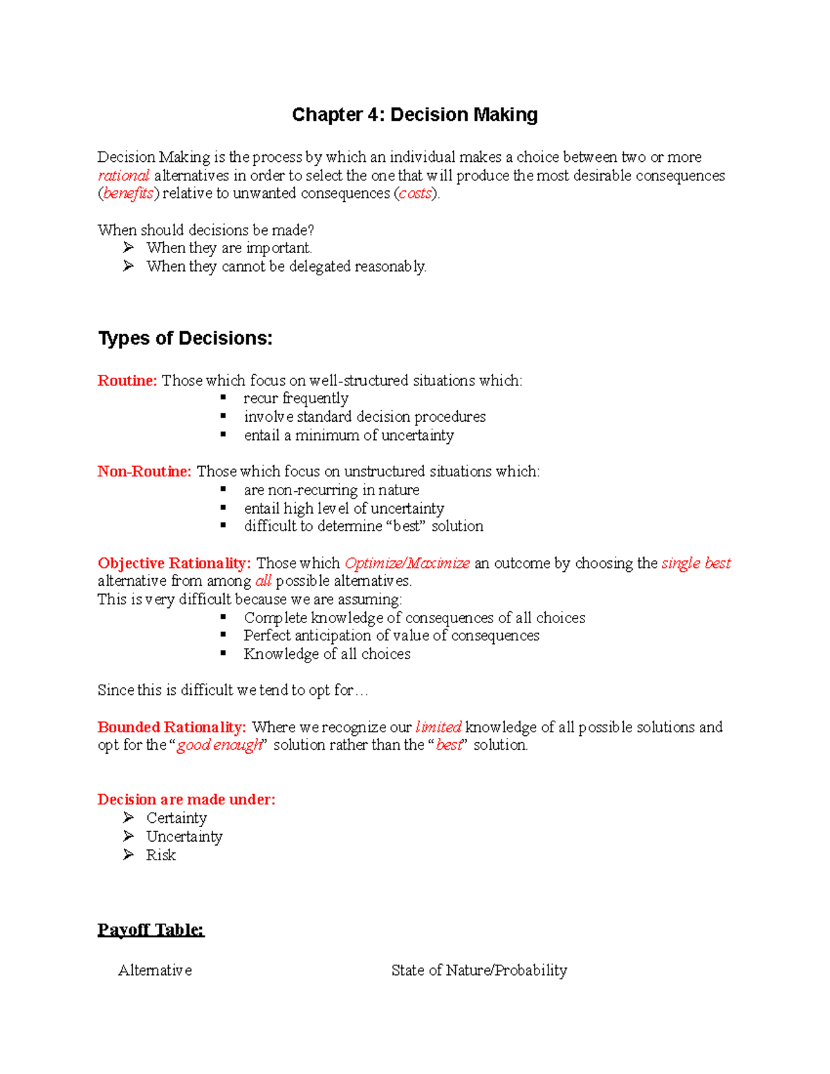 Chapter 04 - Engineering management - Chapter 4: Decision Making Decision Making is the process ...