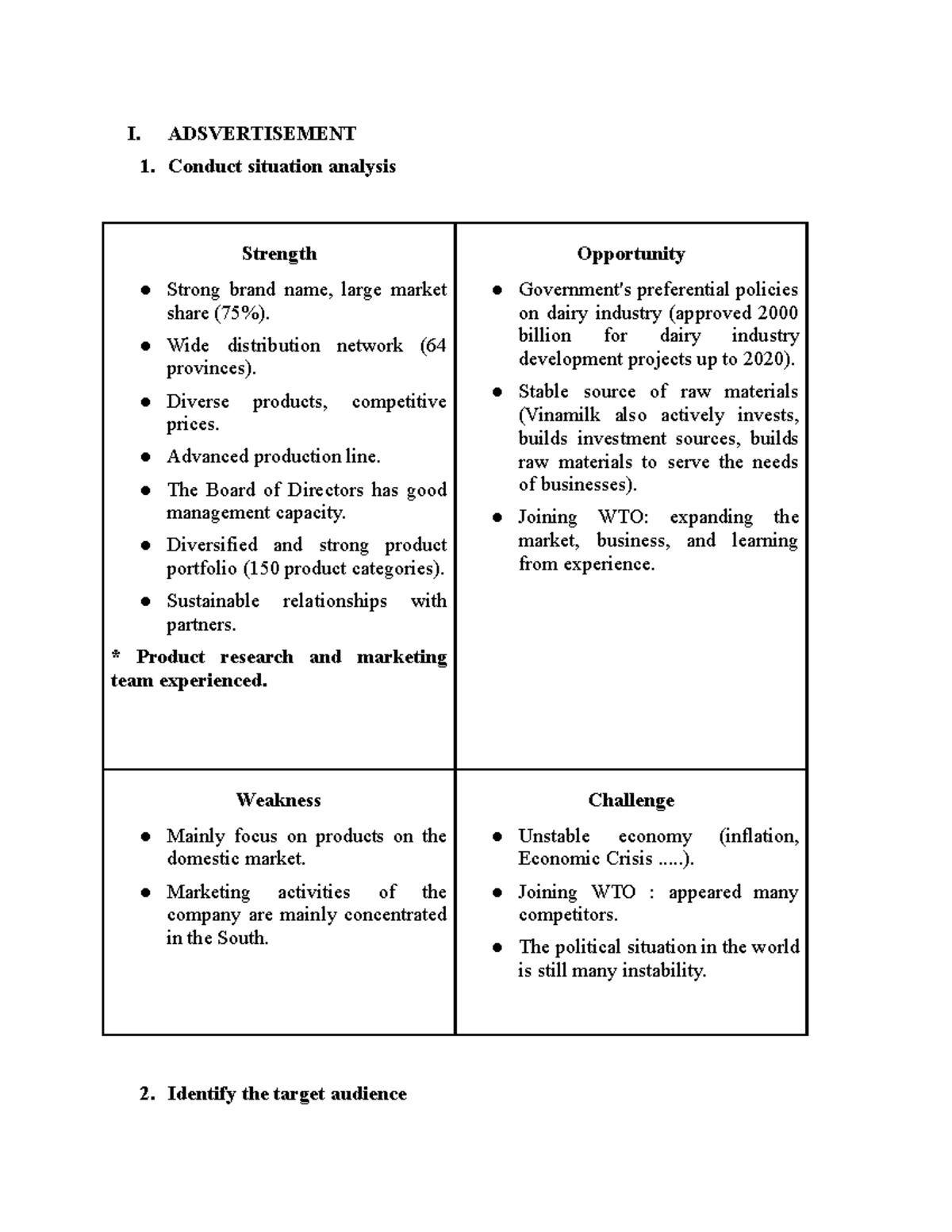 5. Adsvertisement - group assignment - I. ADSVERTISEMENT 1. Conduct ...