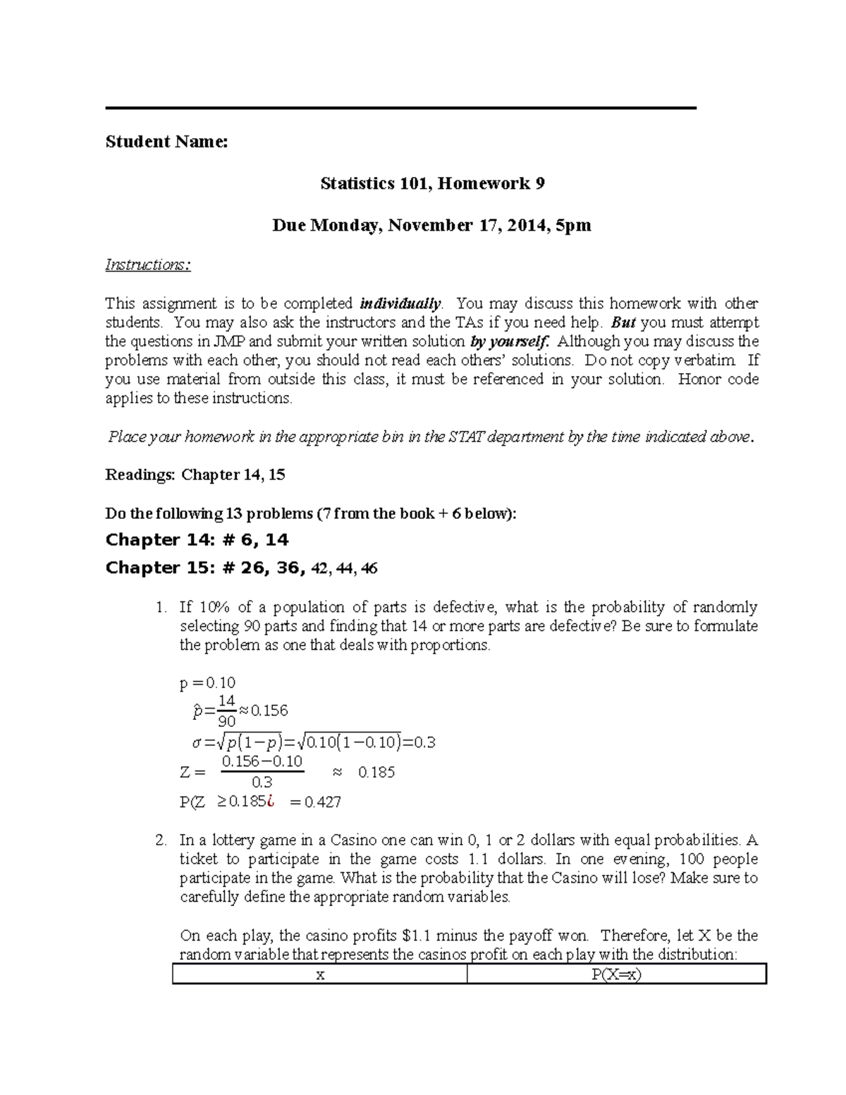 Homework 9 Solutions ...