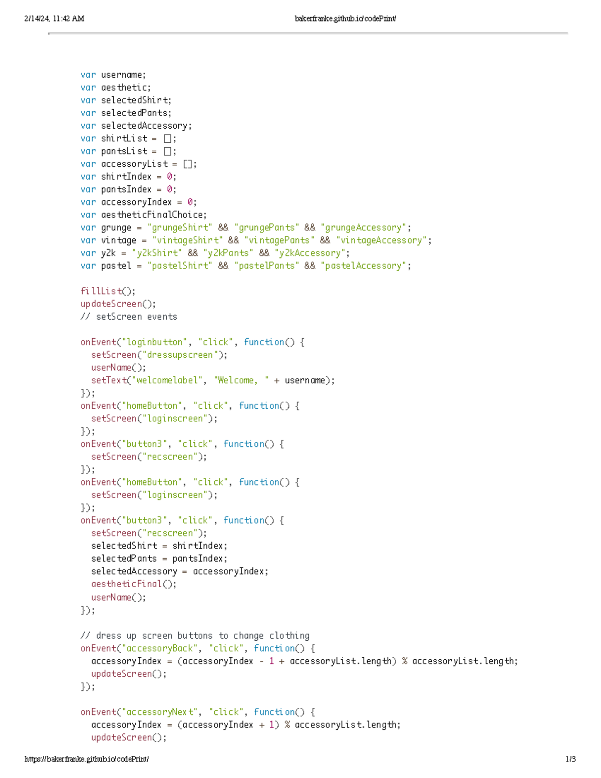 Ap csp code pdf - 2 / 14 / 24 , 11 : 42 AM bakerfranke.github/codePrint ...