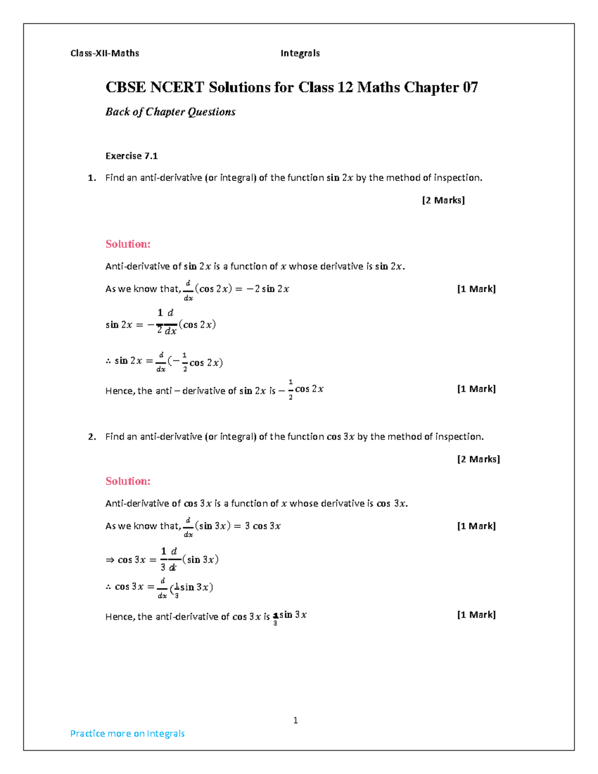 M 6 Practice Problems And Exercise With Solutions 1 CBSE NCERT