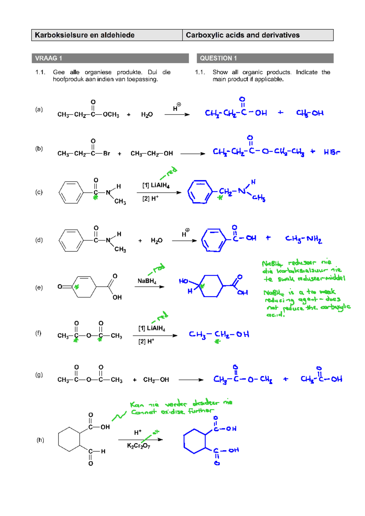 Carboxylic acids and derivates Memo - NCHE121 - Studocu