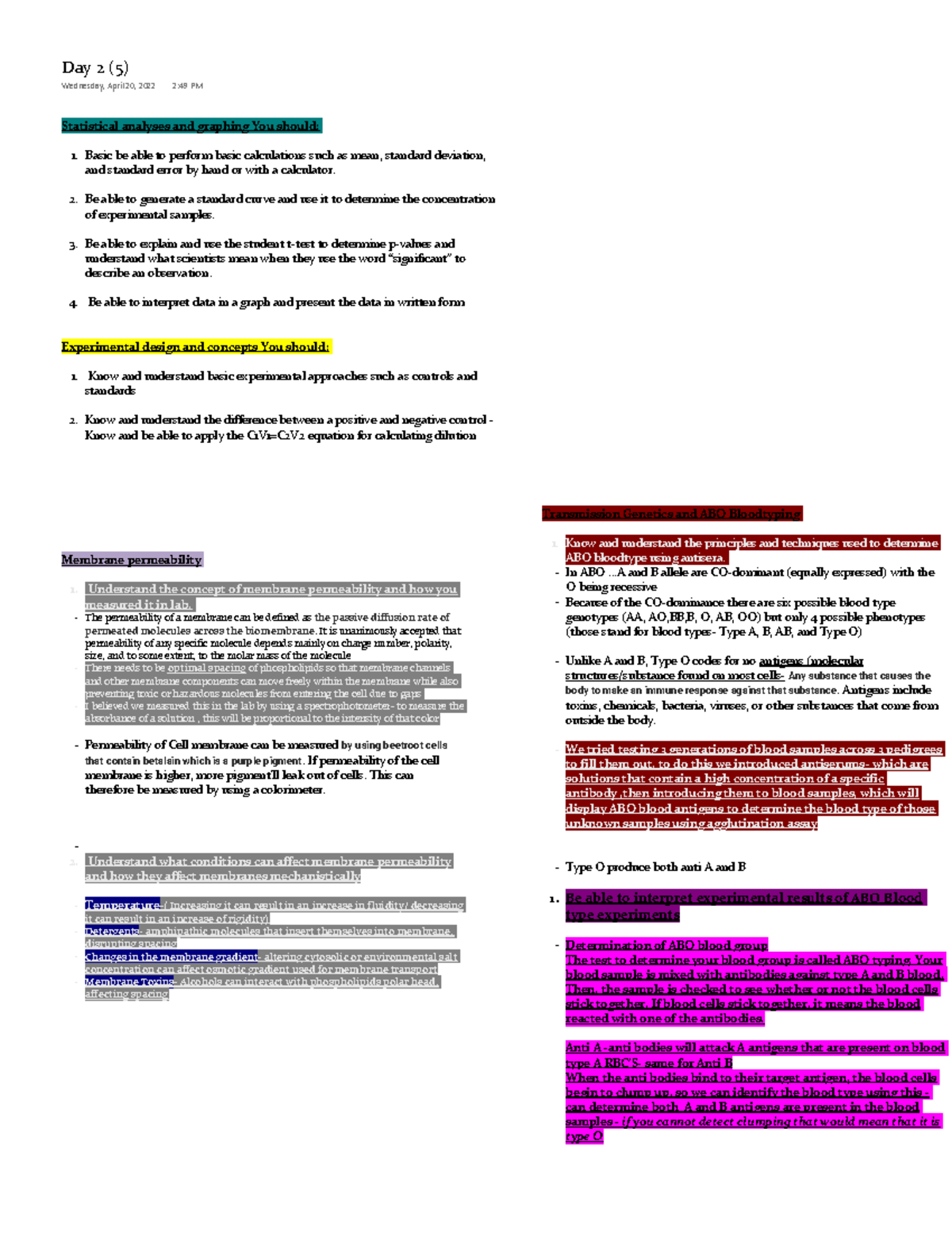 Biology 4 - Summary of the course notes - ǣ - Studocu
