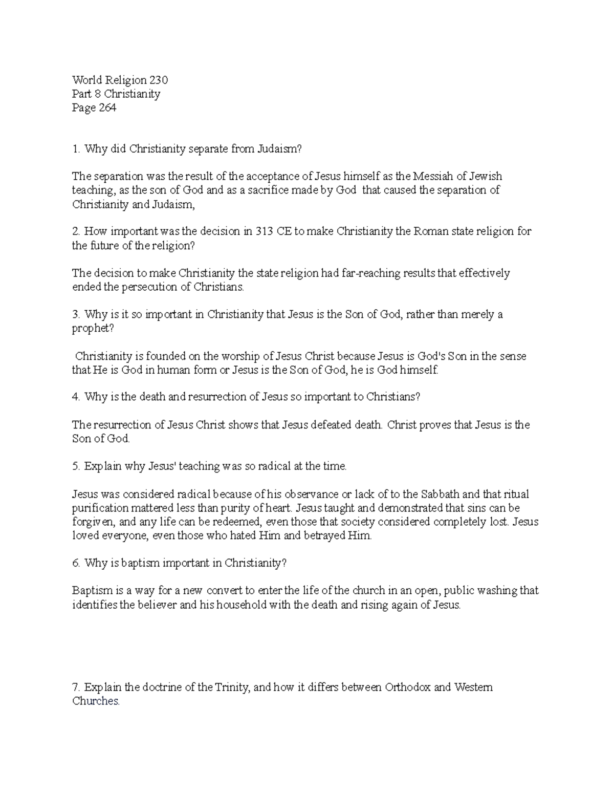 Christianity 8 - Chapter 8 Questions - World Religion 230 Part 8 ...