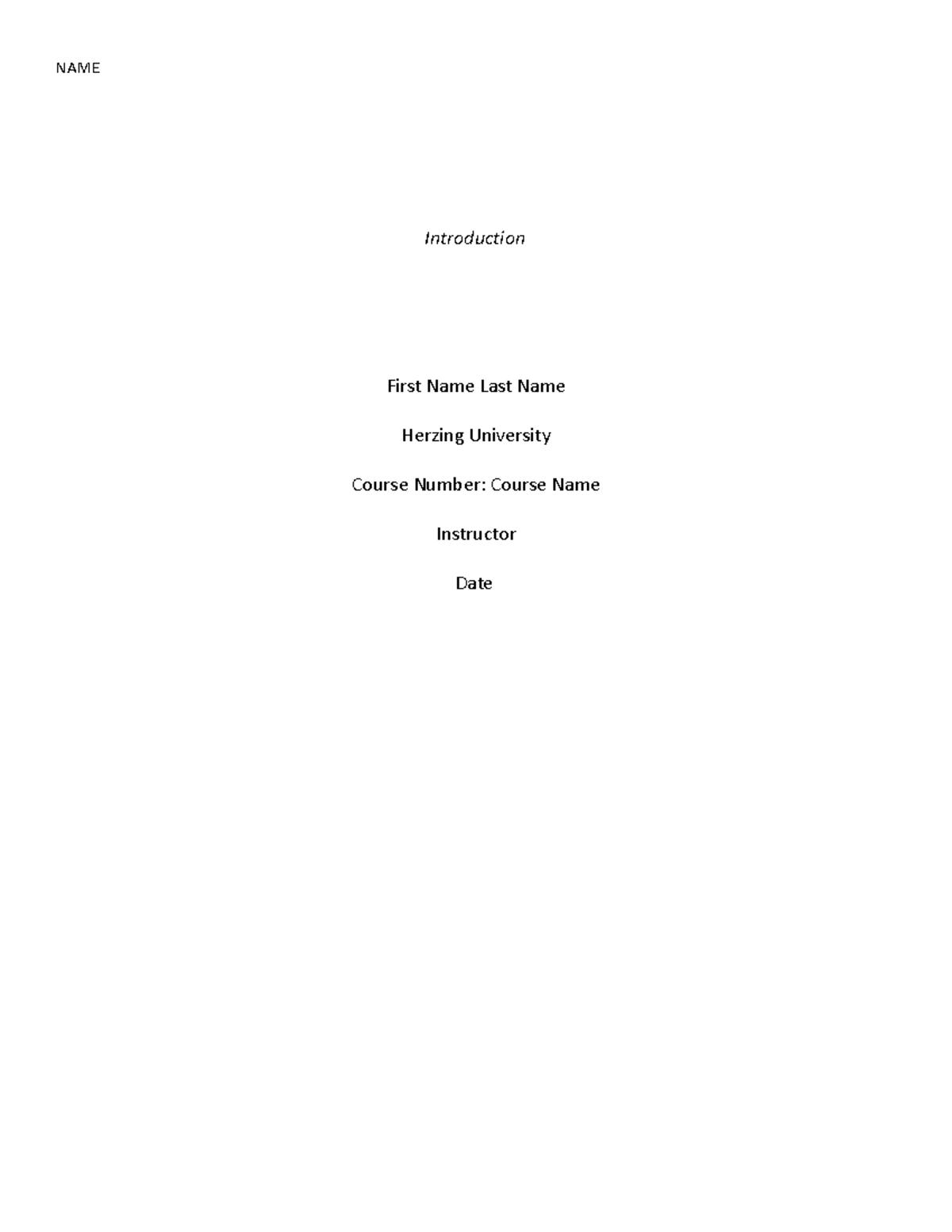 Student Paper with Formatting Errors - Introduction First Name Last Name Herzing University ...