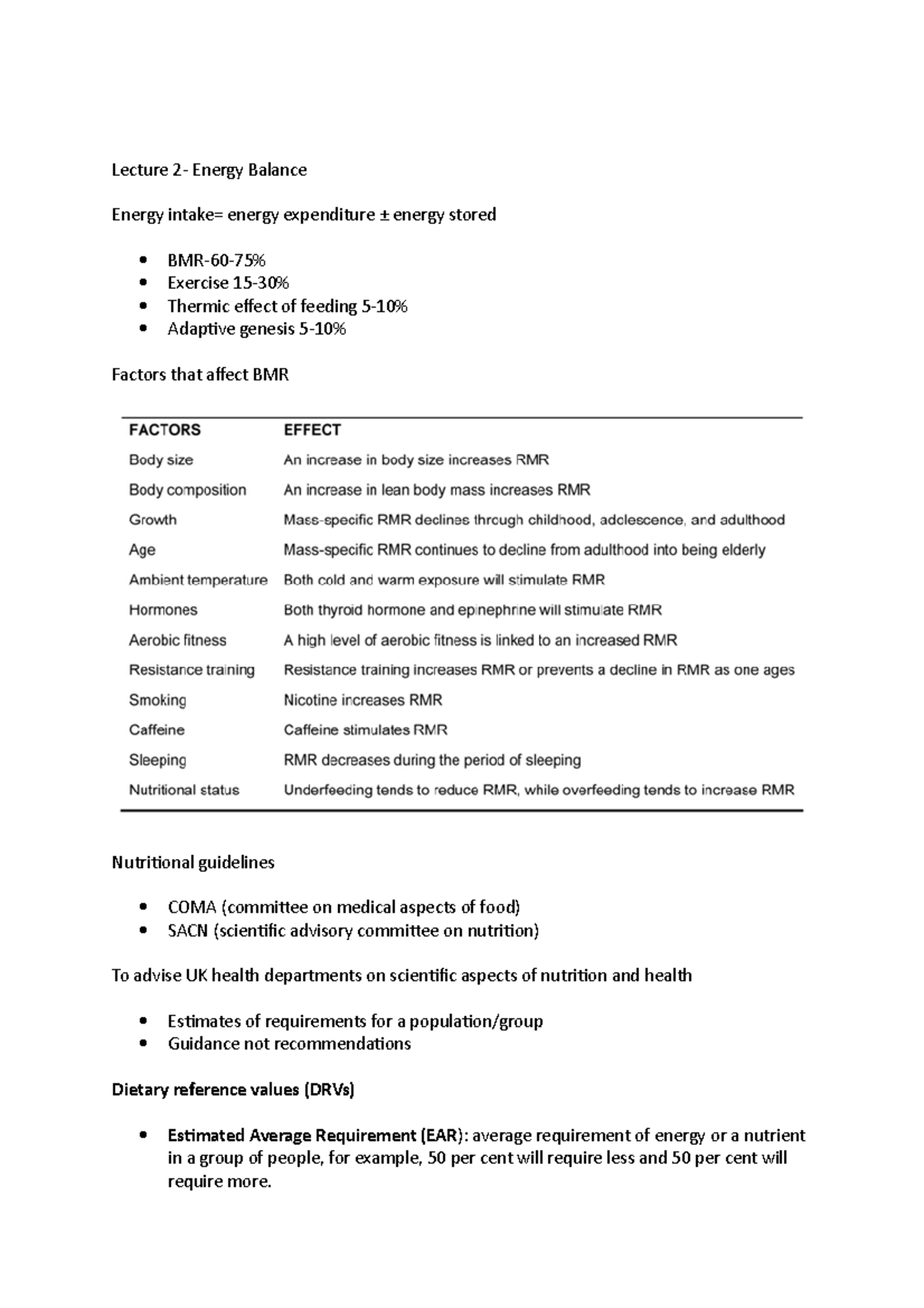 Lecture 2 Notes-Energy Balance - Lecture 2- Energy Balance Energy ...
