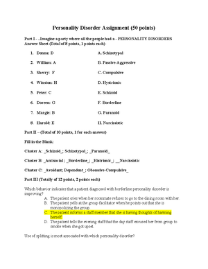 Personality Disorder Assignment - a party where all the people had a ...