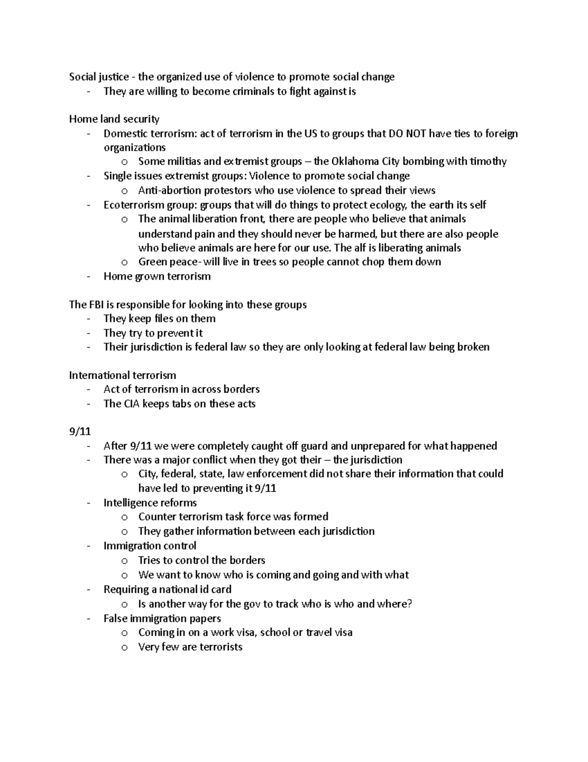 Social justice - Typed notes from live lecture taught by professor ...