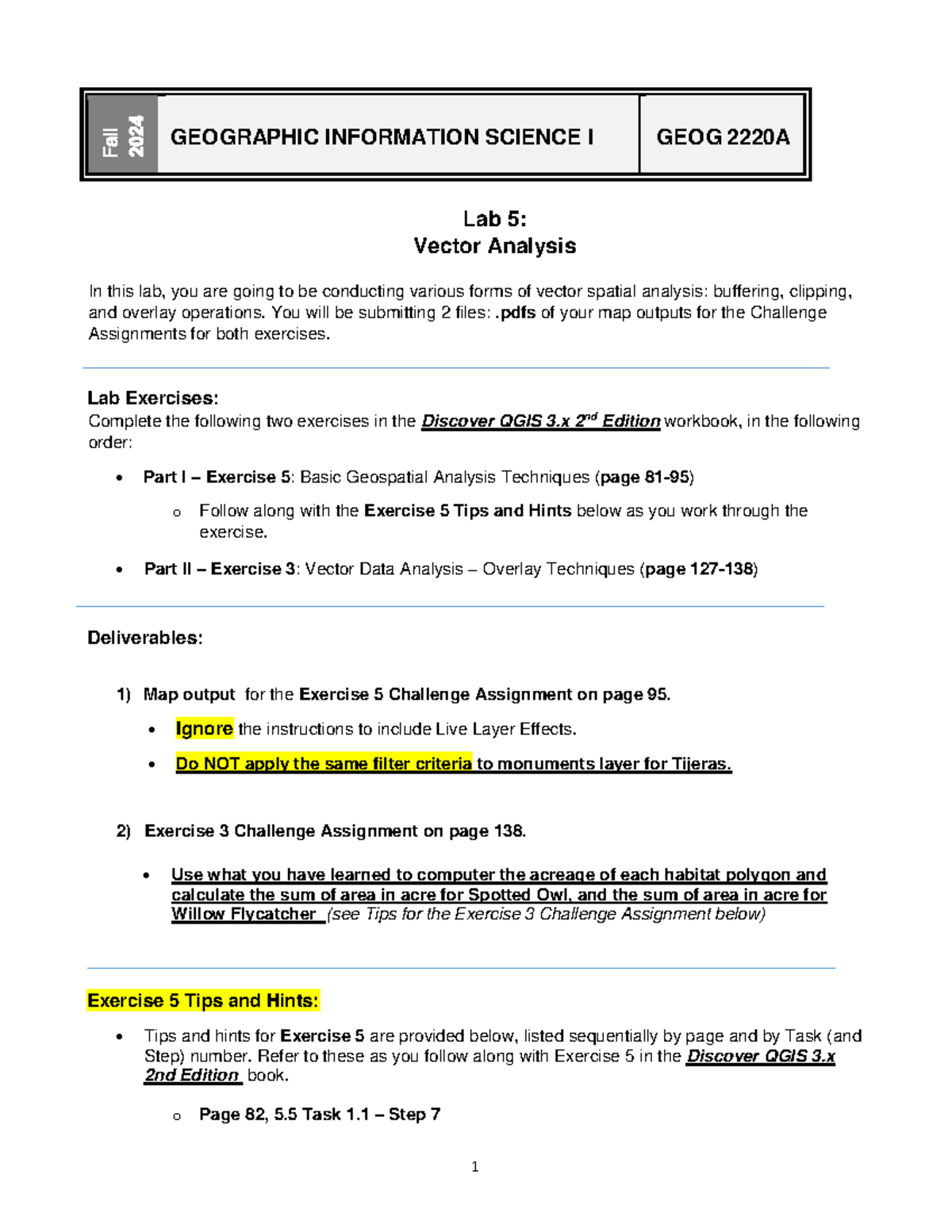 Lab 5 - lab - 1 GEOGRAPHIC INFORMATION SCIENCE I GEOG 2220 A Lab 5 ...