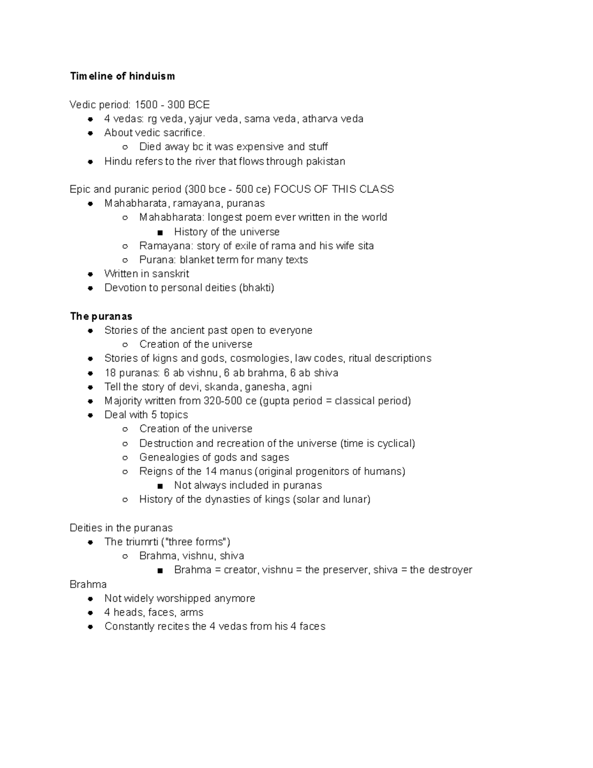 Hindu Cosmologies - Timeline of hinduism Vedic period: 1500 - 300 BCE 4 ...