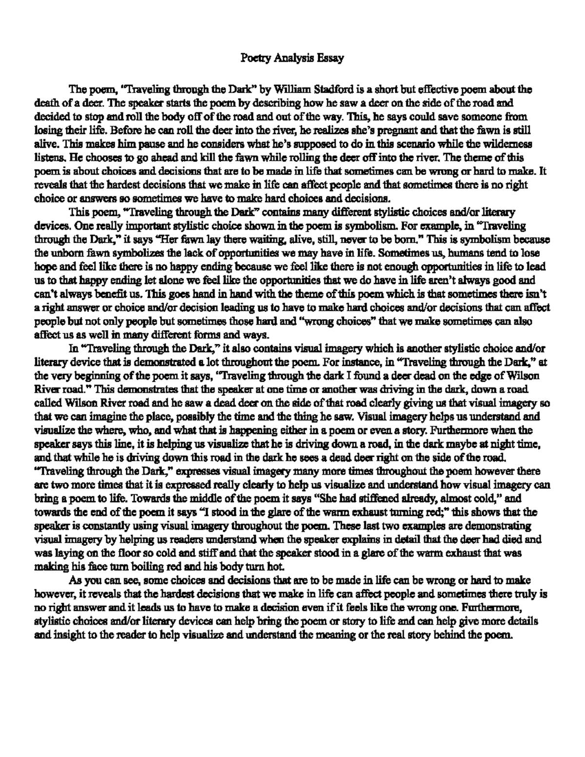 poetry analysis 4 - Studocu