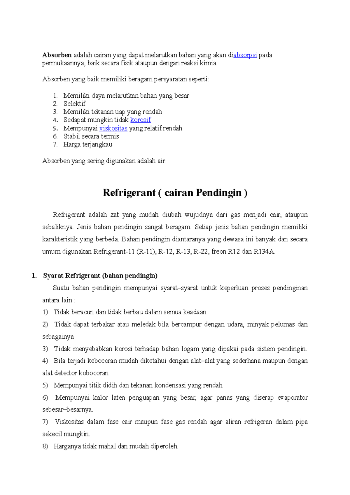 Absorben dan refrigerant - Absorben adalah cairan yang dapat melarutkan ...