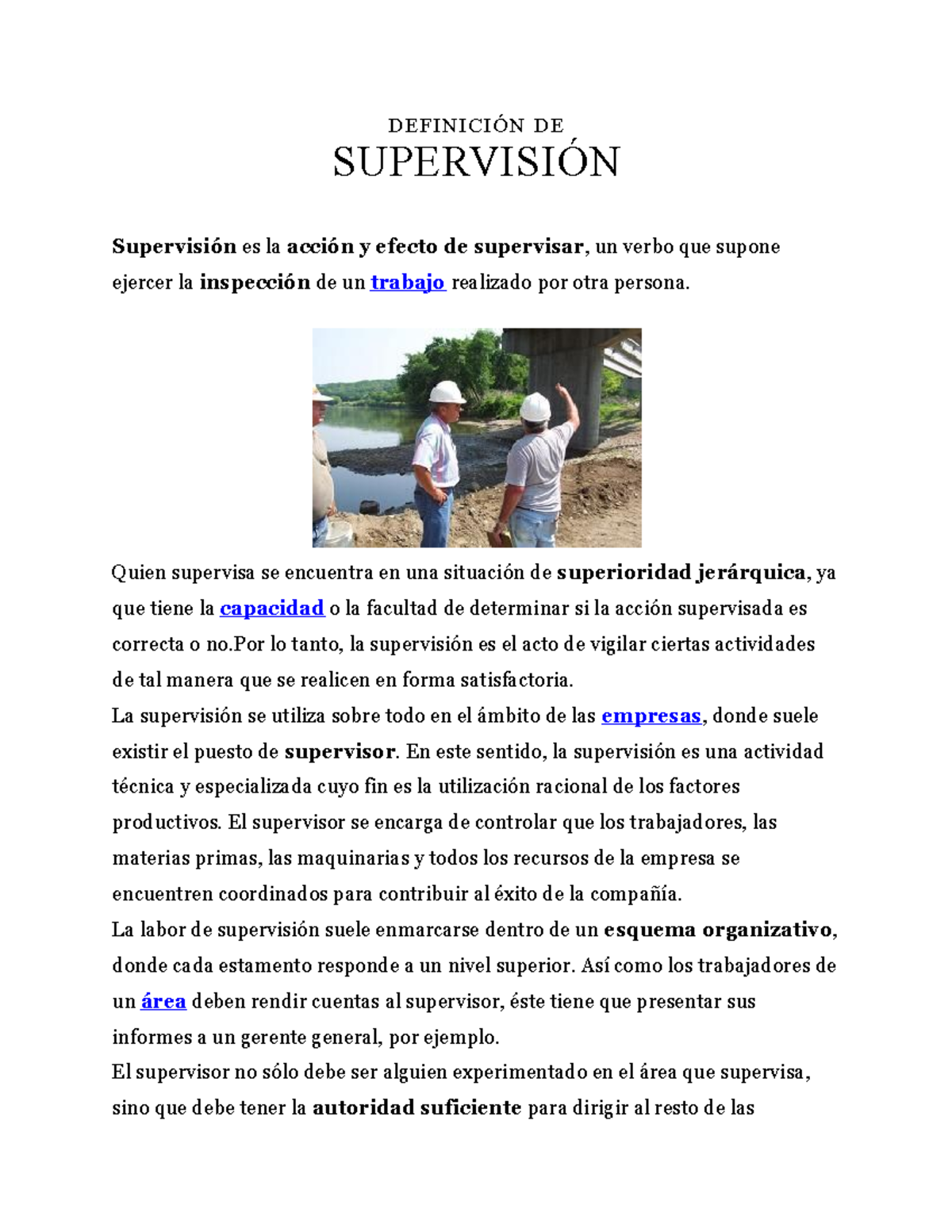 Definición DE Supervision - DEFINICIÓN DE SUPERVISIÓN Supervisión es la ...