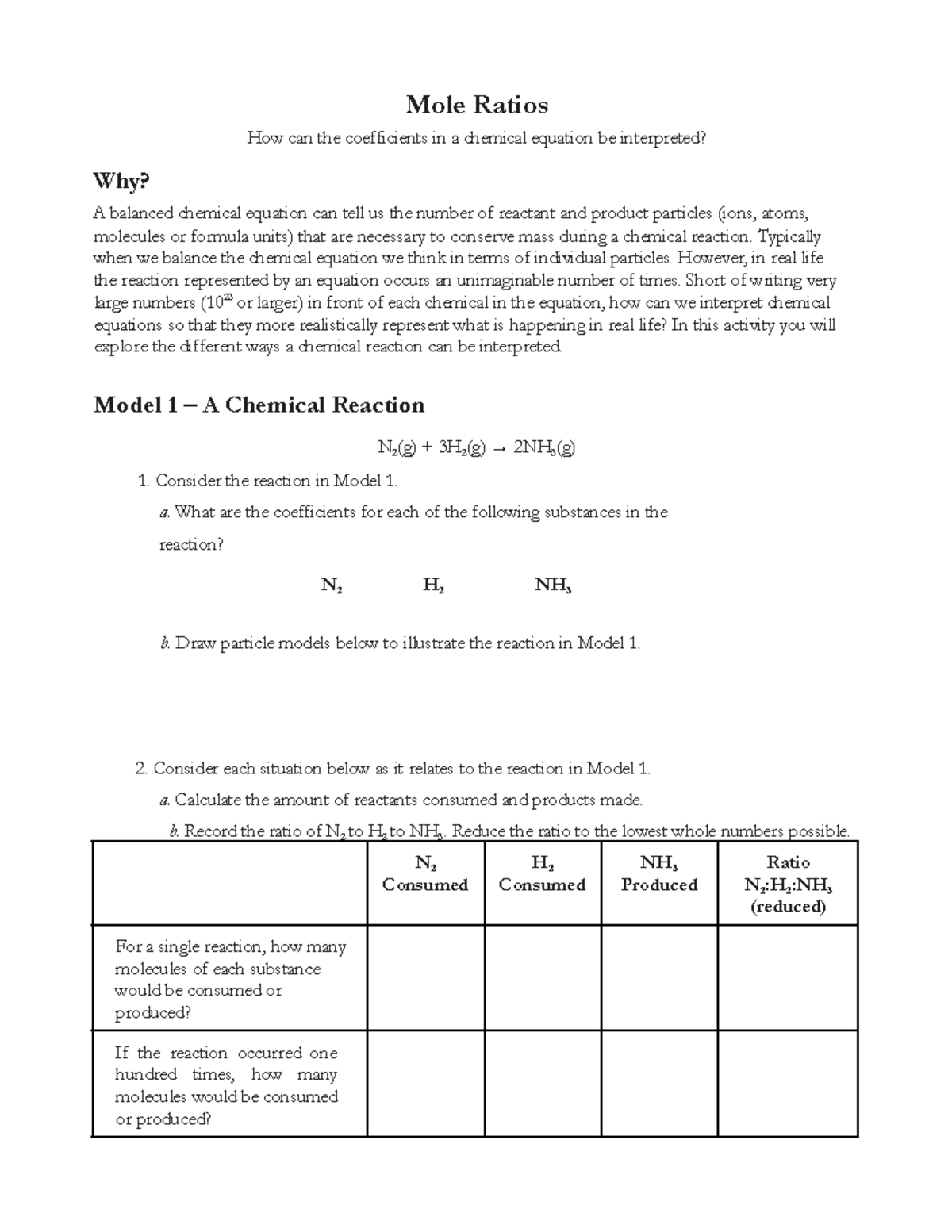 Copy of Copy of 23 Mole Ratios-S - Mole Ratios How can the coefficients ...