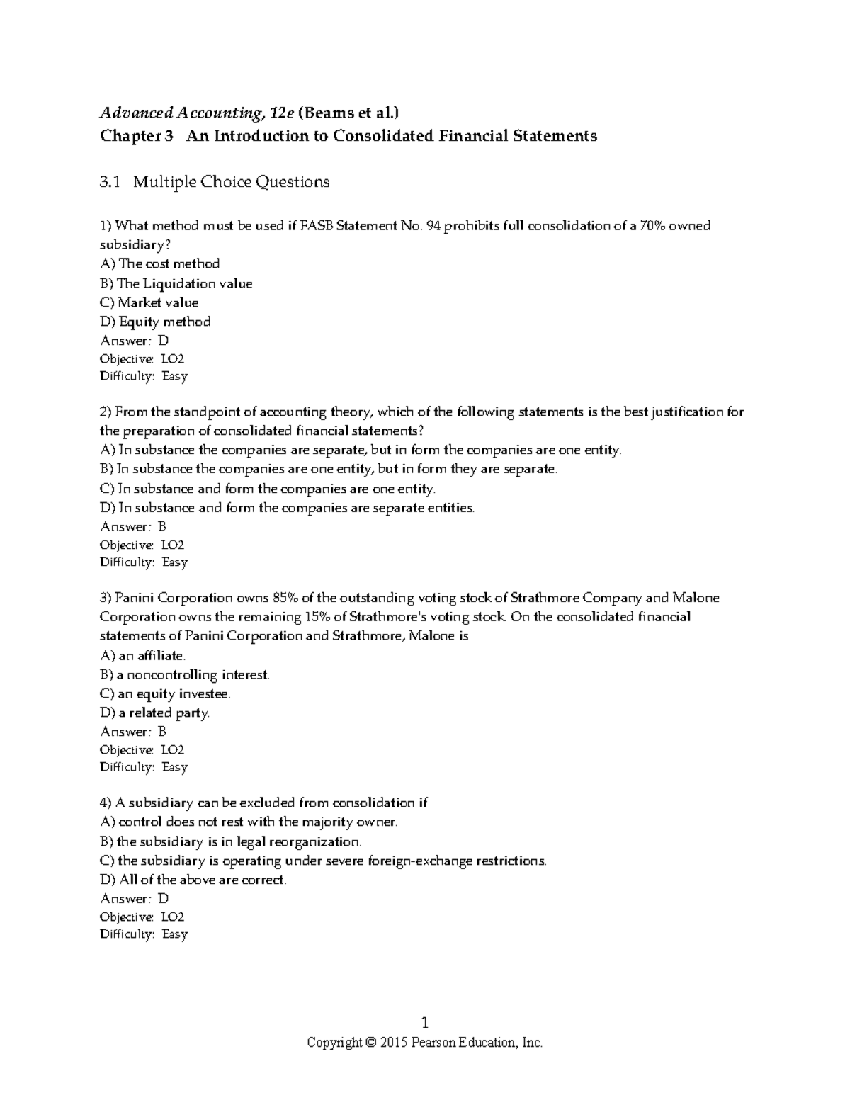 Advanced Accounting C03 - Advanced Accounting, 12e (Beams et al ...