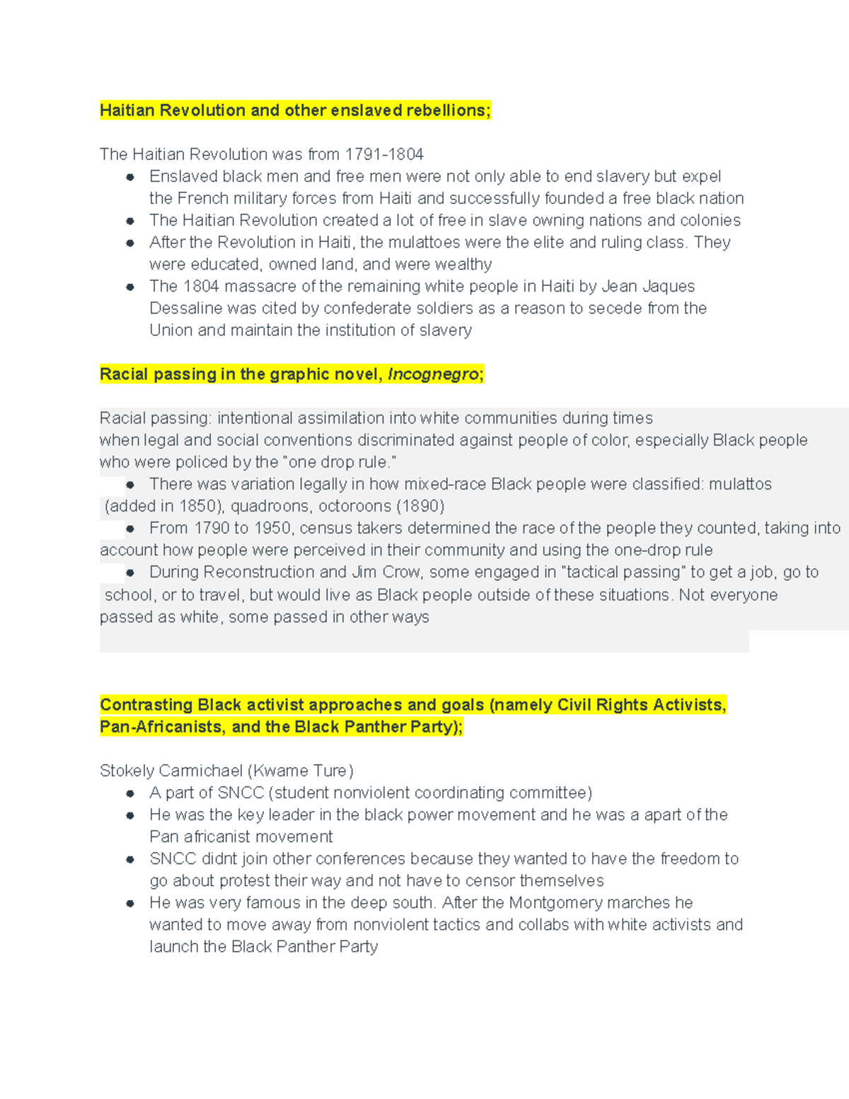 Cheat Sheet Exam #2 afa 2000 - Haitian Revolution and other enslaved ...