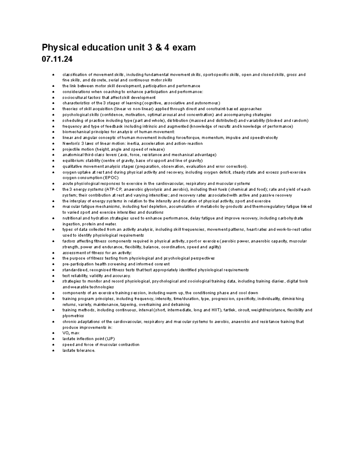 Pe revision - fill in study design dot points - Physical education unit ...