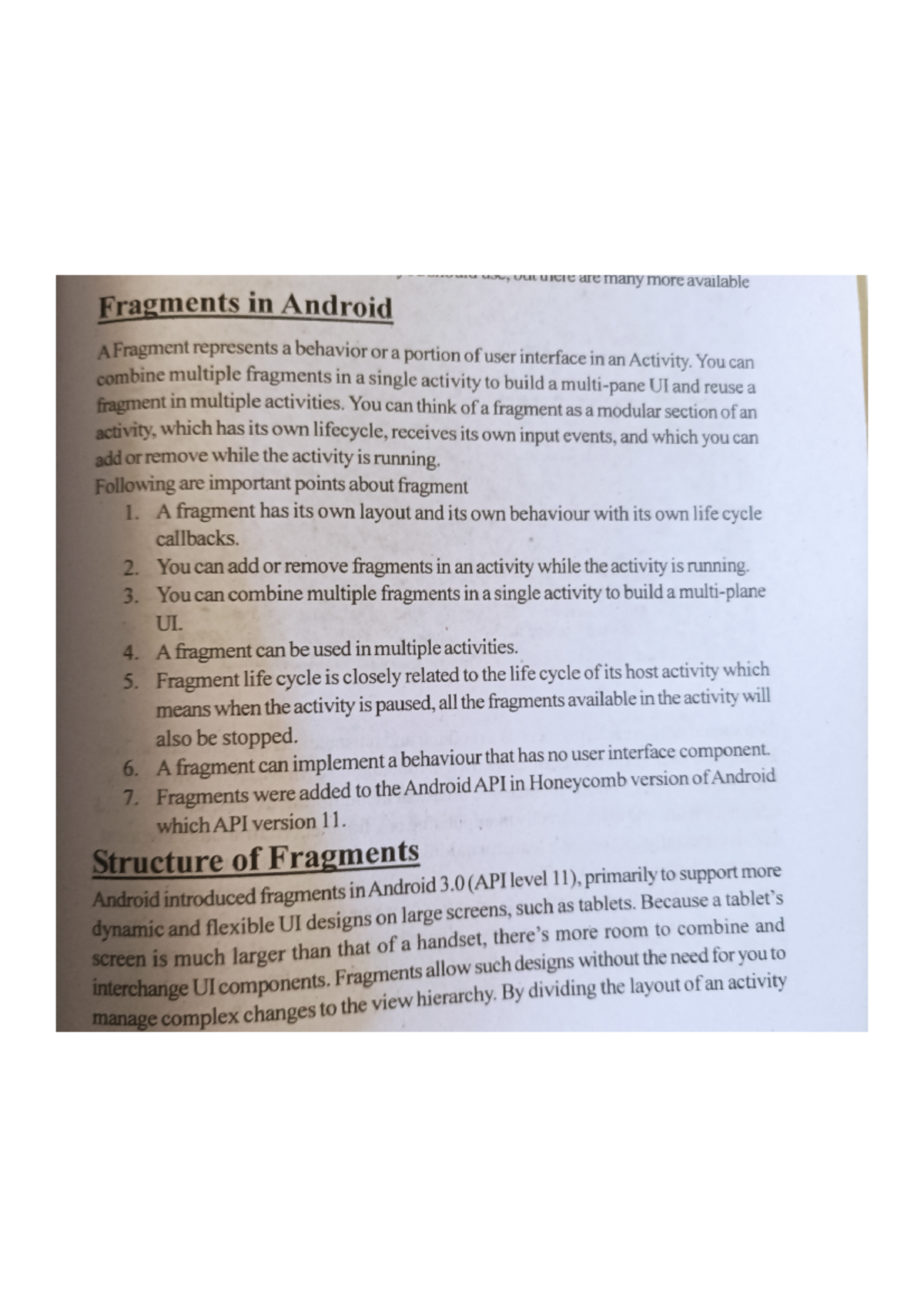 Android Fragments - Lecture notes - Android programming - Studocu