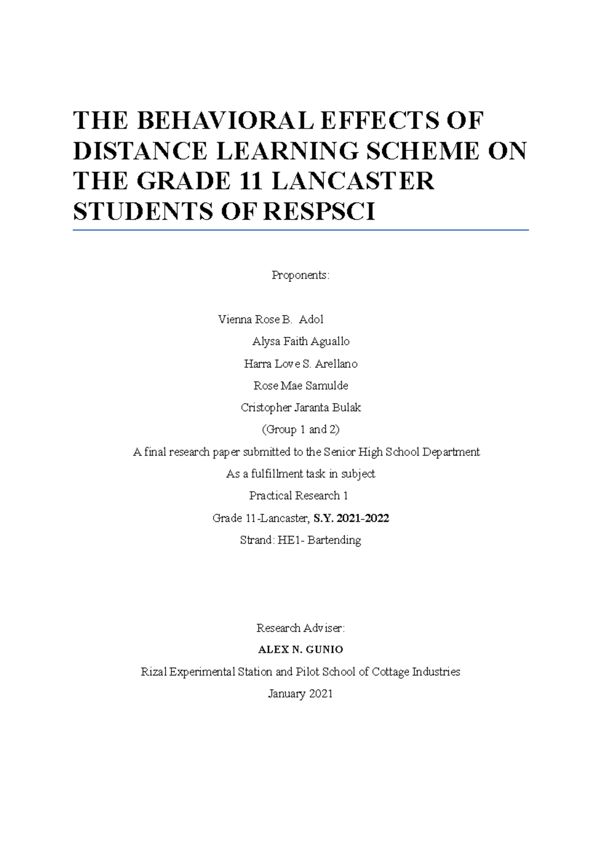 Research-GRP - group - THE BEHAVIORAL EFFECTS OF DISTANCE LEARNING ...