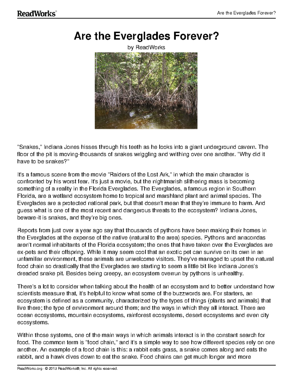 7th reading everglades - Are the Everglades Forever? Are the Everglades ...