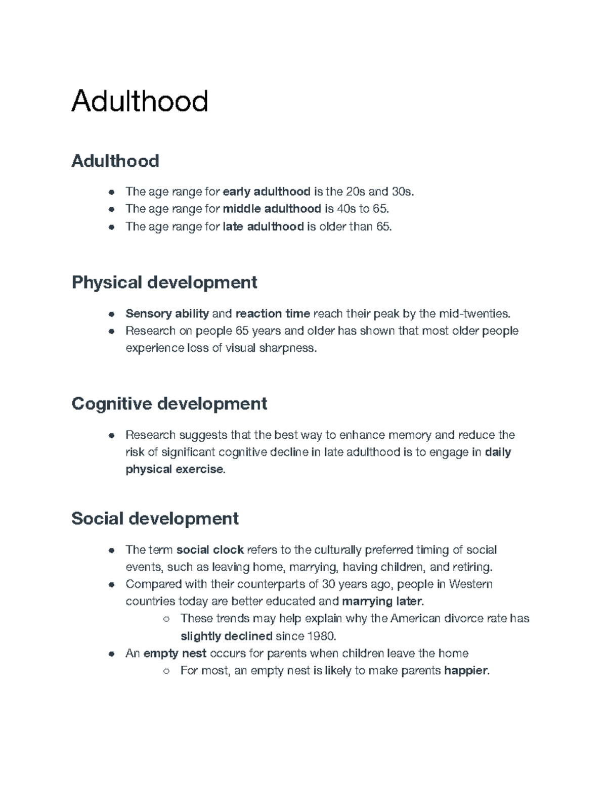 Adulthood - Professor Frederick - Adulthood Adulthood The age range for ...