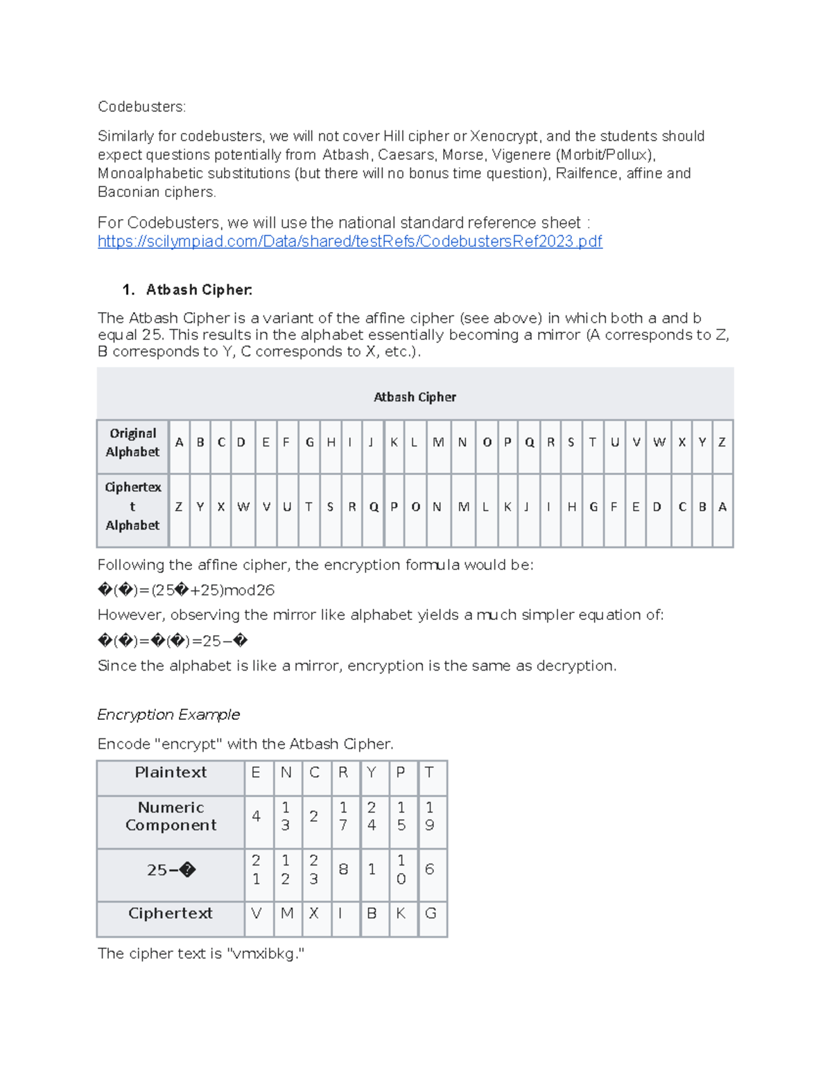 Codebusters - Codebusters: Similarly for codebusters, we will not cover ...
